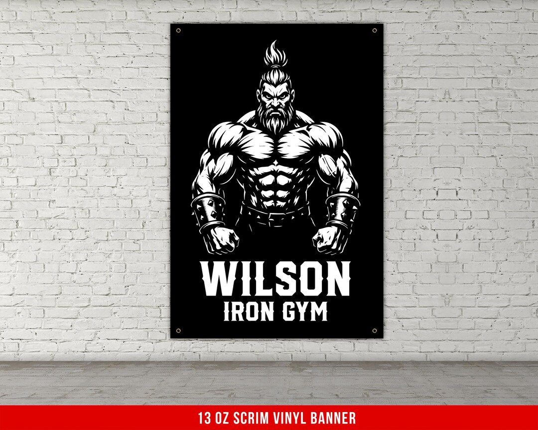 Custom Home Gym Banner, Personalized Gym Decor, Weightlifting Banner ...