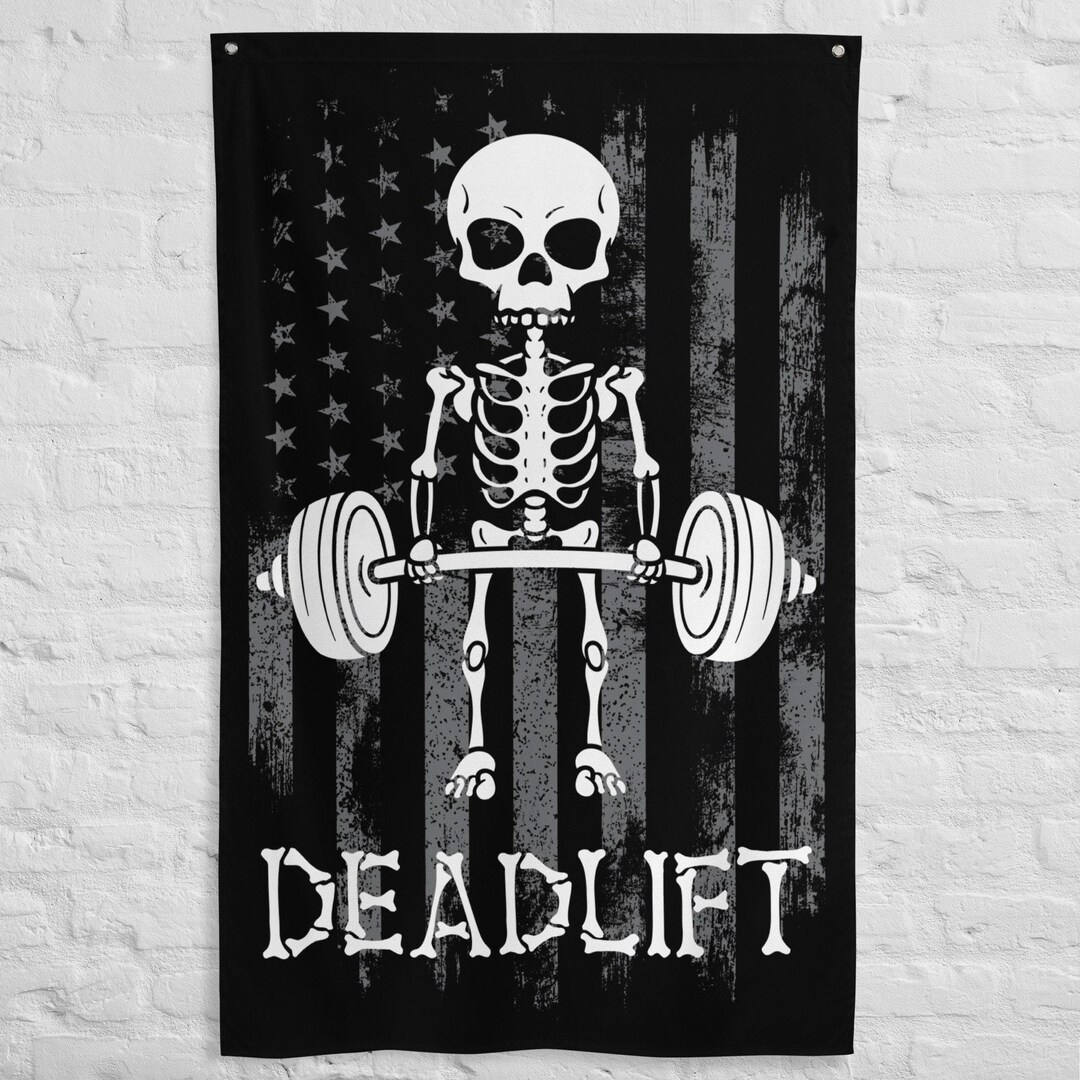 Deadlift Gray Gym Flag - Custom Gym Banner - Weightlifting Decor - Gym ...