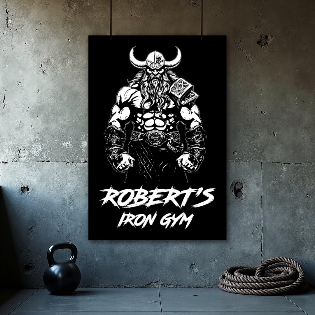 Viking Strength Poster, Custom Home Gym Decor, Motivational Office Art ...