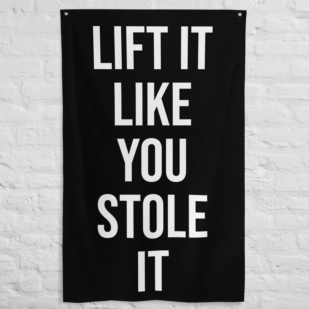 Gym Flags - Custom Home Gym Banner - Weightlifting Decor - Man Cave ...