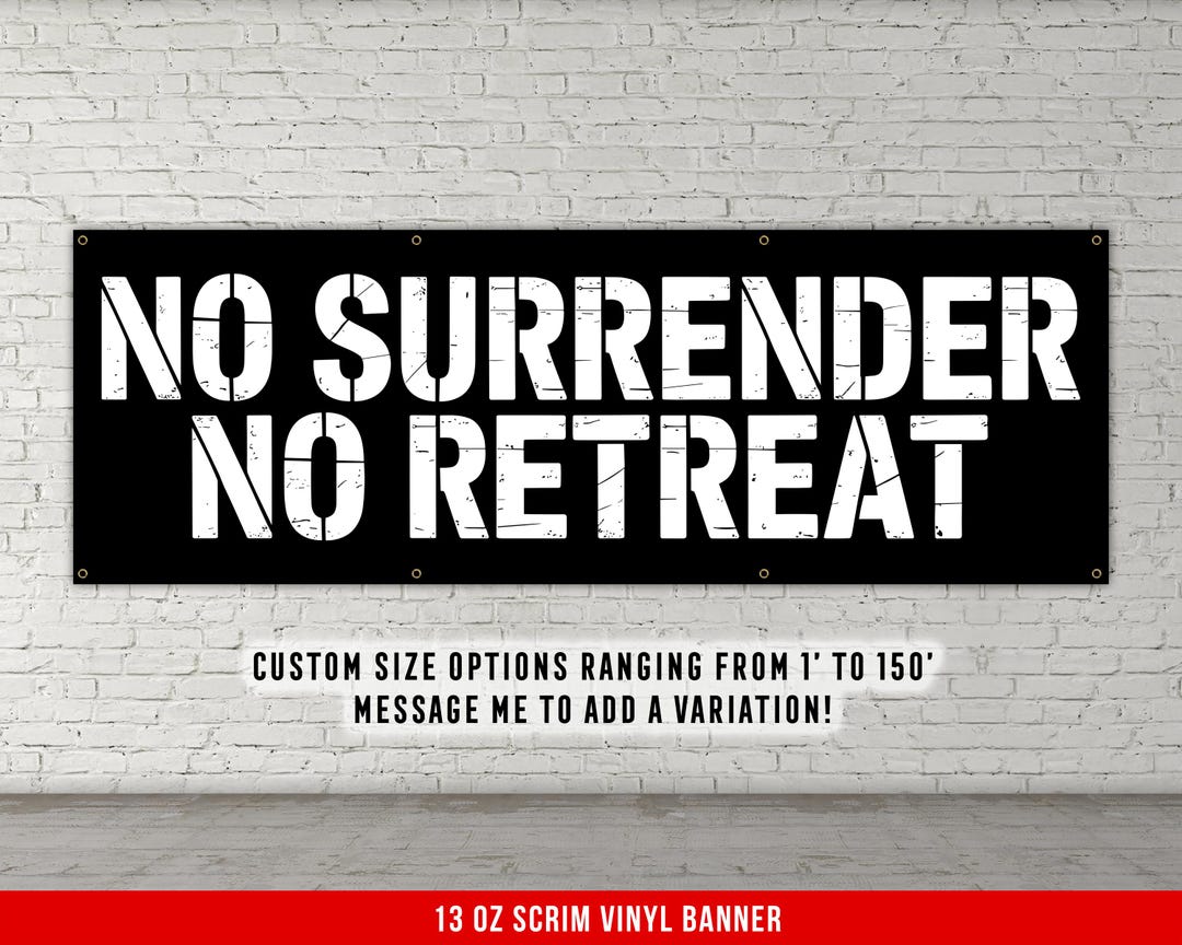No Surrender No Retreat Banner, Motivational Gym Decor, Home Gym Wall ...