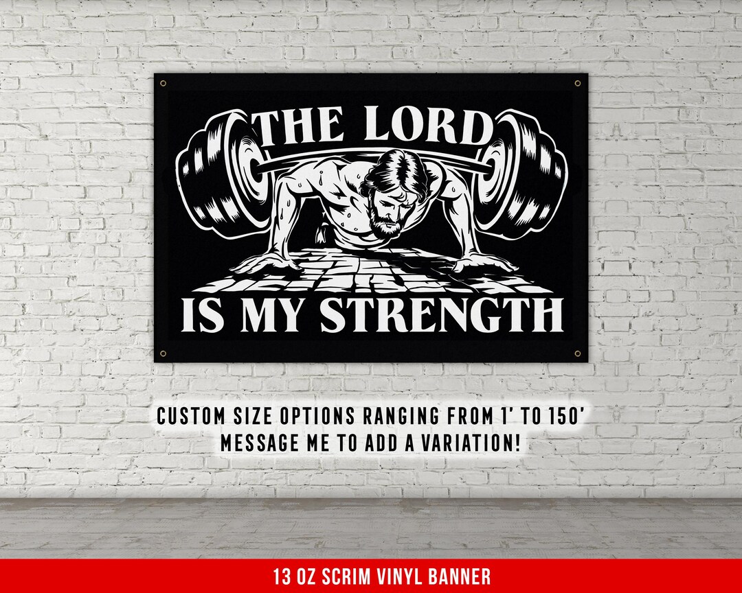 Jesus Banner - Motivational Fitness Wall Art - Lord is Strength Home ...