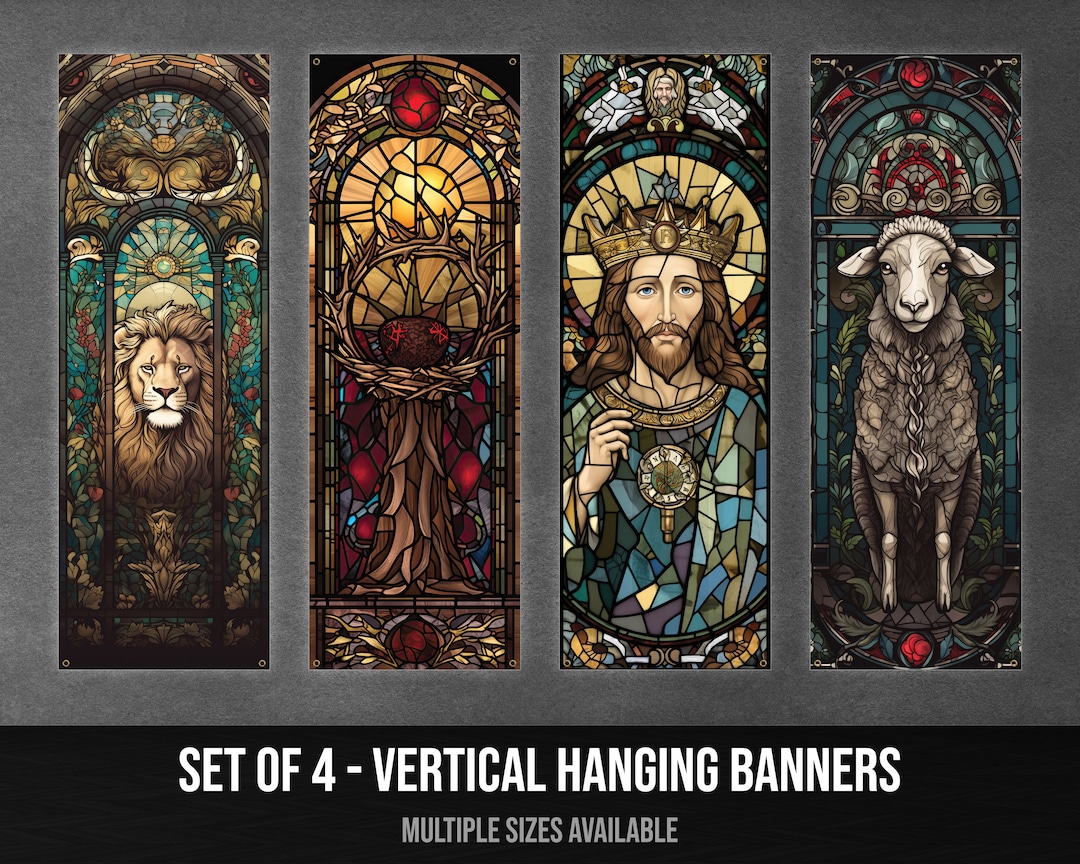 Church Banners - Set of 4 - Christian Catholic Spiritual Decor - Jesus ...