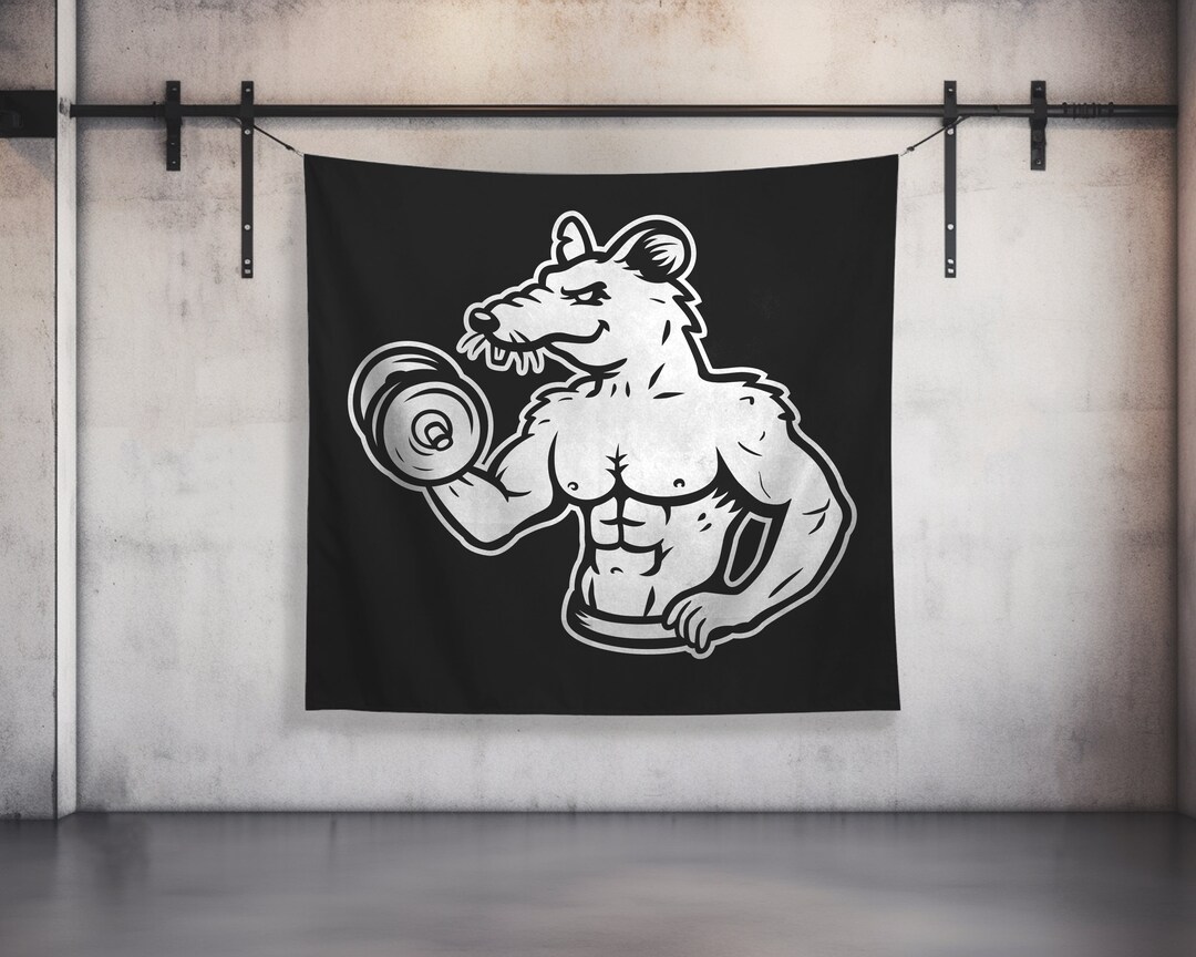 Gym Rat Wall Tapestry | Funny Weightlifting Art | Large Motivational ...