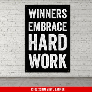 Winners Embrace Hard Work Banner - Home Gym Decor - Large Quote Wall ...