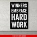 Winners Embrace Hard Work Banner Home Gym Decor Large - Etsy