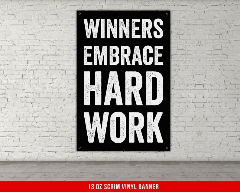 Winners Embrace Hard Work Banner Home Gym Decor Large - Etsy
