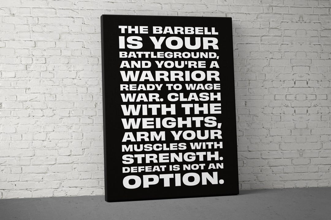 Custom Canvas for Home Gym Decor, Weightlifting Motivational Quote Wall ...
