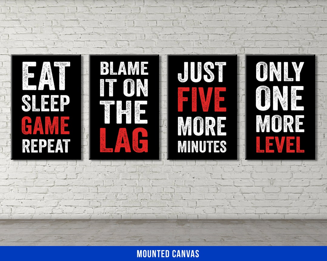 Video Game Canvas Set - Gamer Decor - Gaming Large Quote Wall Art ...