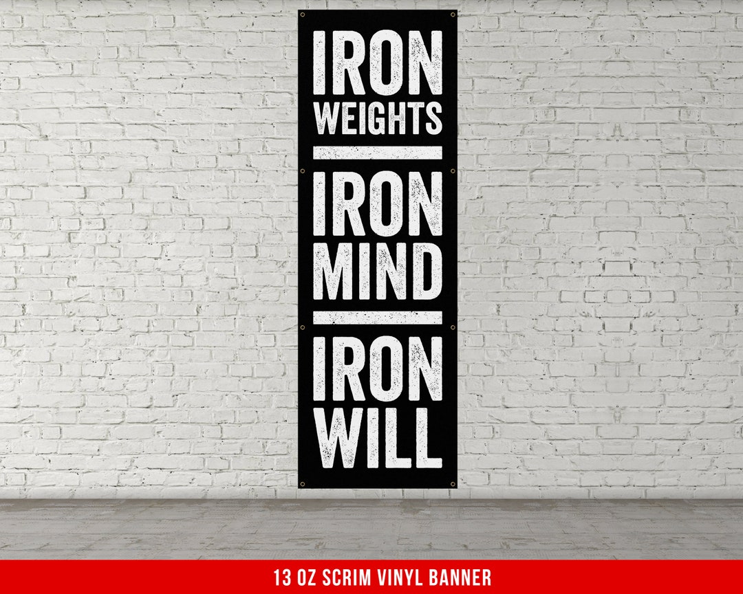 Iron Weights Banner - Motivational Home Gym Decor - Large Quote Wall ...