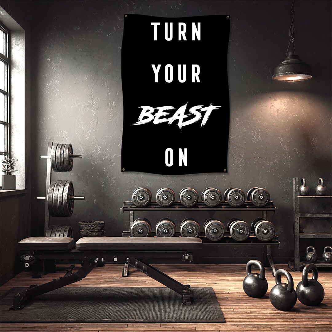 Turn Your Beast on Flag, Gym Flag, Weightlifting Motivation, Home Gym ...