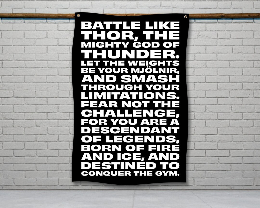 Thor Gym Flag, Motivational Gym, Home Gym Decor, Battle Like Thor, Gym Wall Decor, Garage Gym ...
