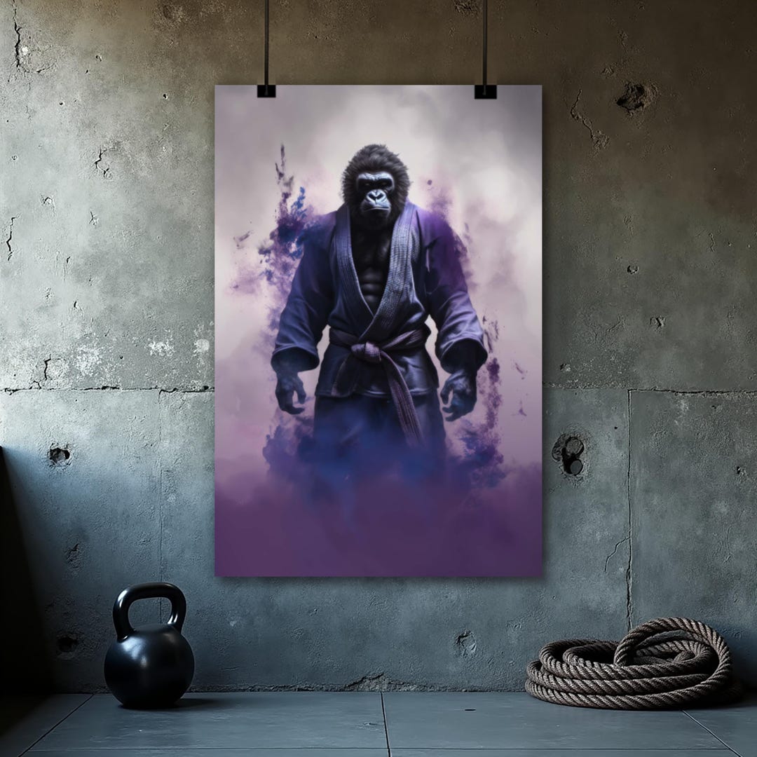 Funny BJJ Poster, Gorilla Jiu Jitsu Print, BJJ Wall Art, Grappling Art ...