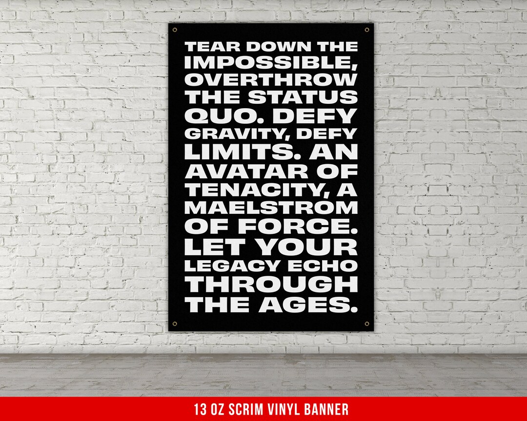 Tear Down the Impossible Banner Home Gym Decor Large Quotes Wall Art ...