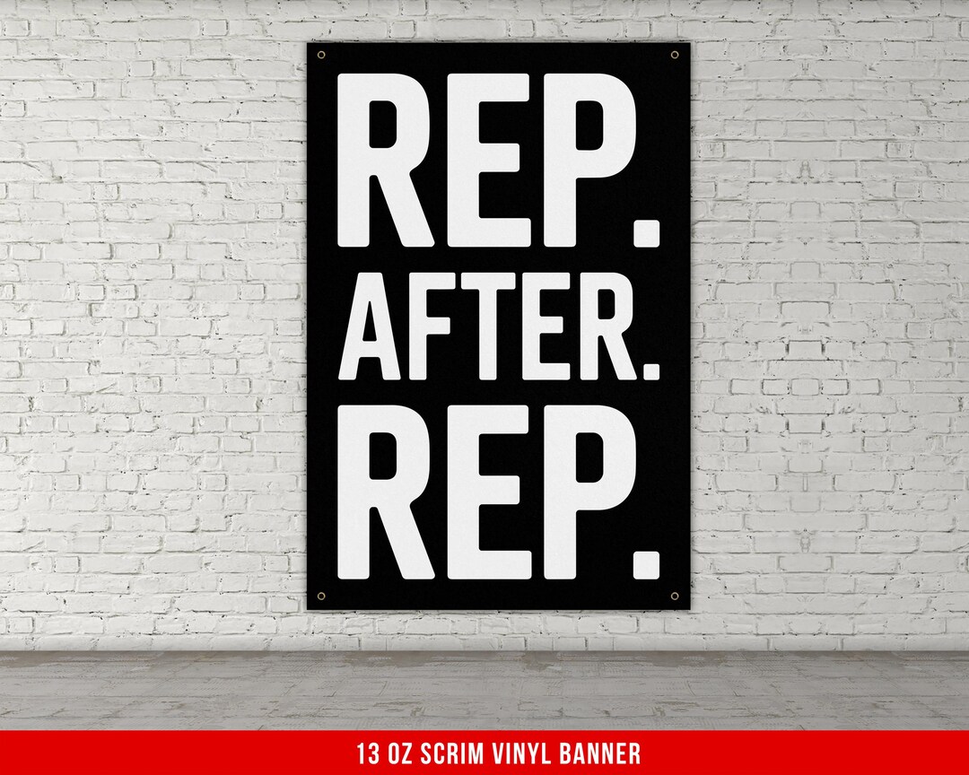 Rep After Rep Vinyl Banner Motivational Quote Weightlifting Wall Art ...