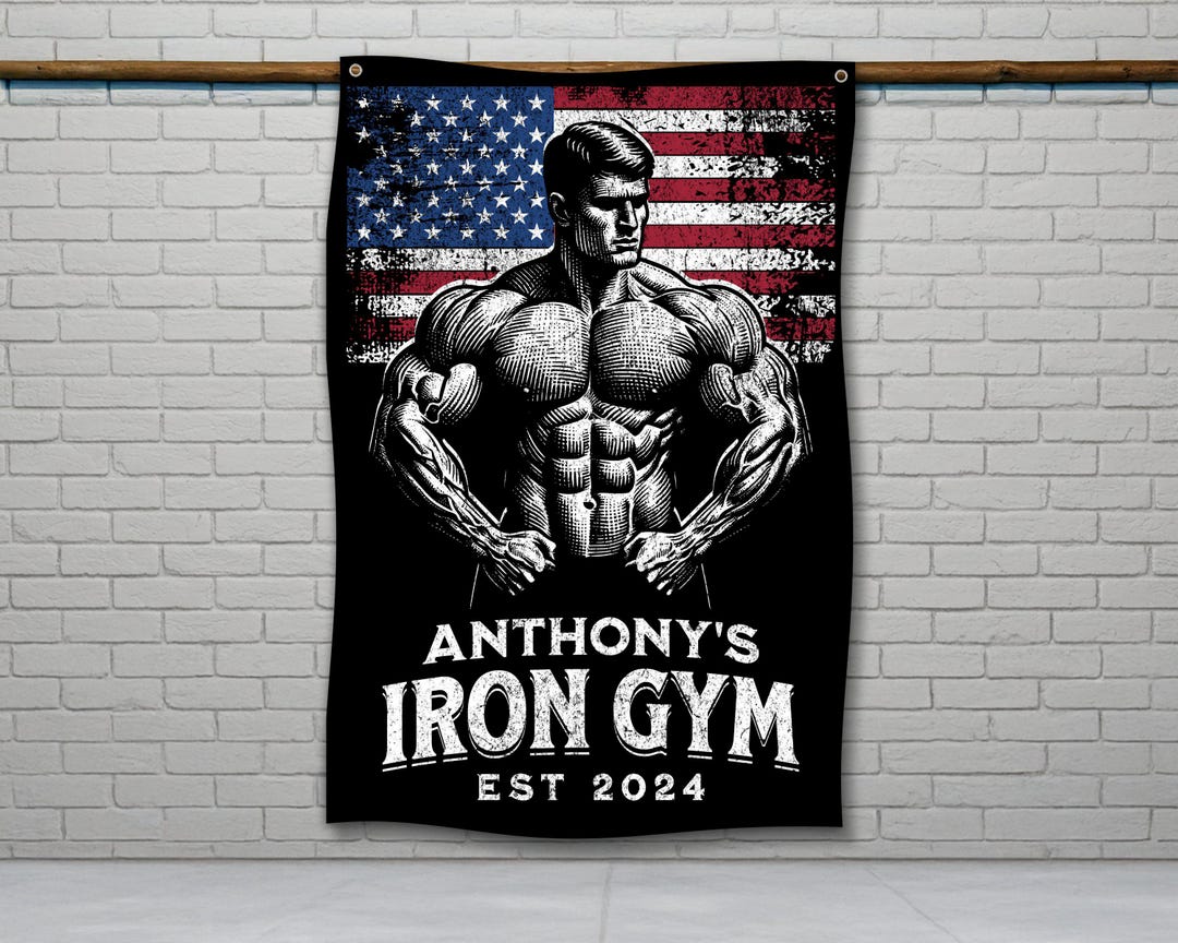 Custom Gym Flag, Personalized Home Gym Wall Decor, Motivational Garage ...