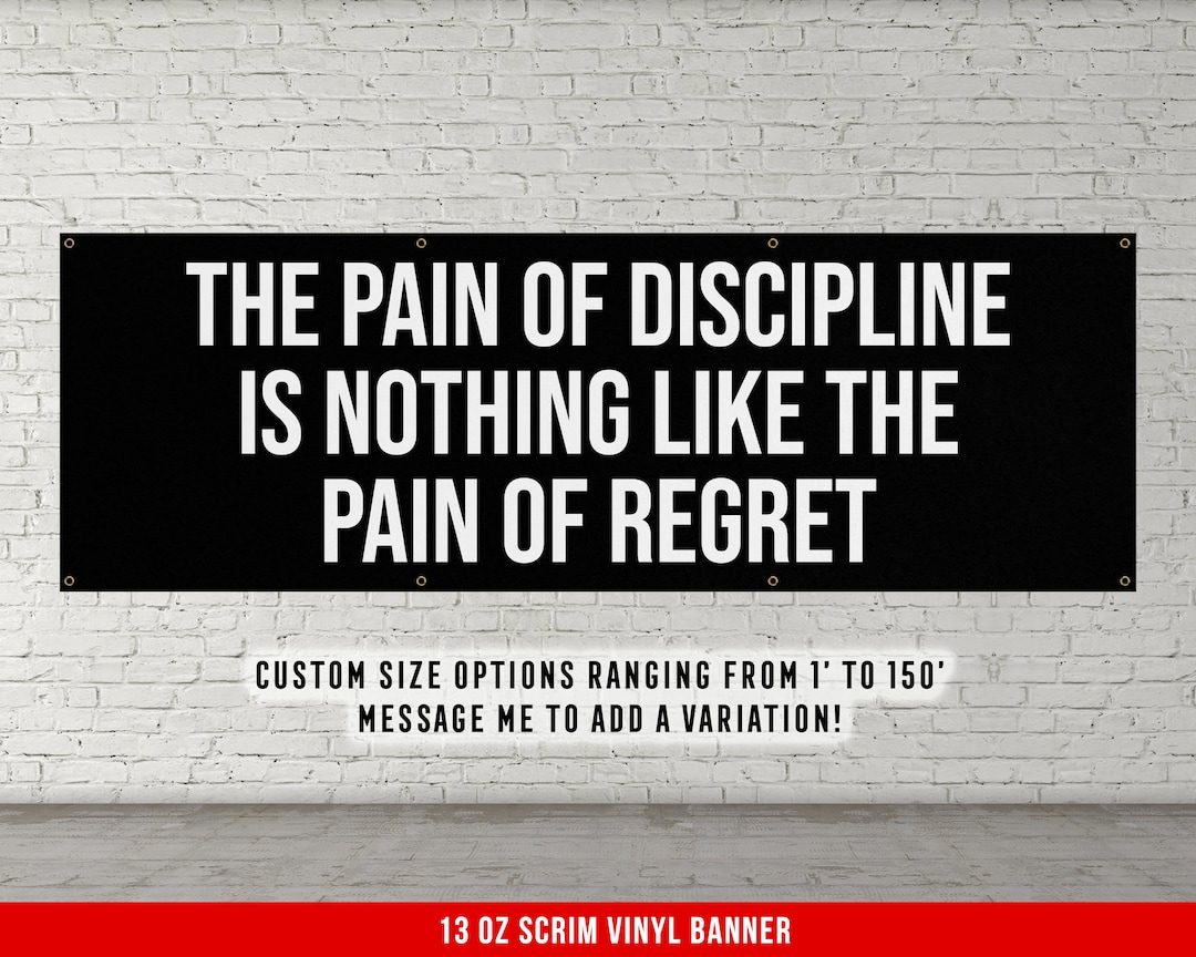 Pain of Discipline Banner - Home Gym Wall Art - Motivational Fitness ...