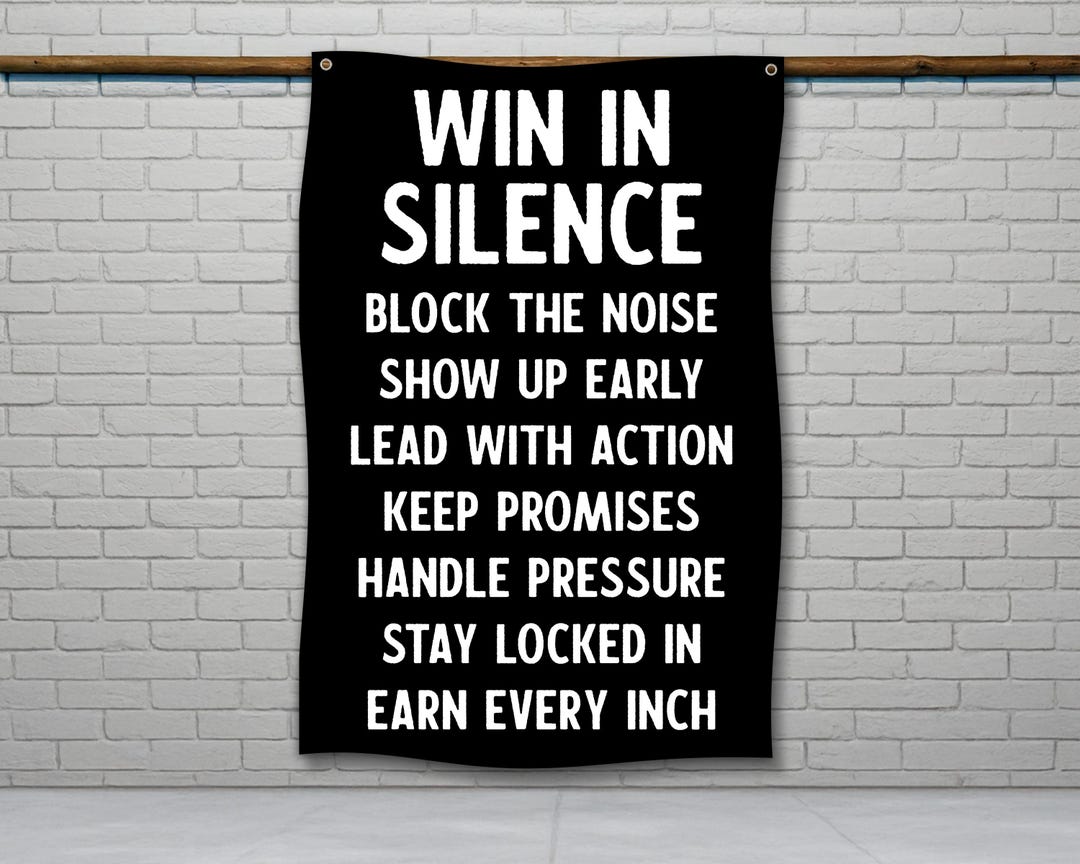 Win in Silence Gym Motivation Flag, Home Gym Wall Art, Gym Decor Flag ...