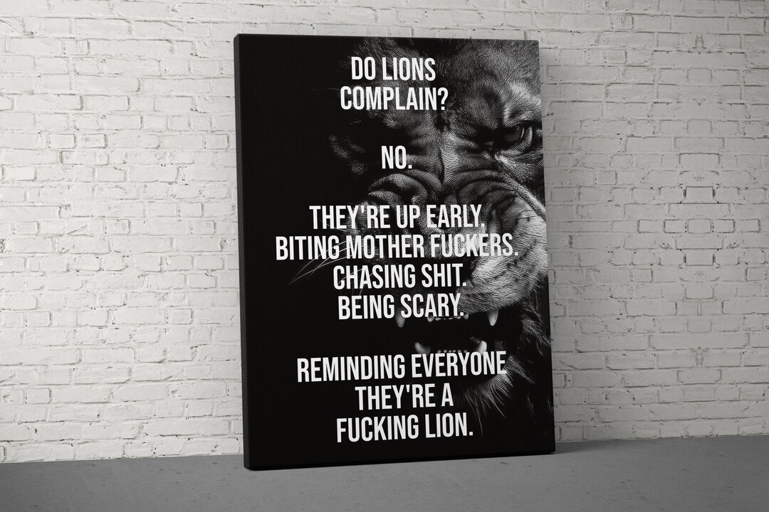 Do Lions Complain Canvas Home Gym Decor Large Motivational Quote Wall ...