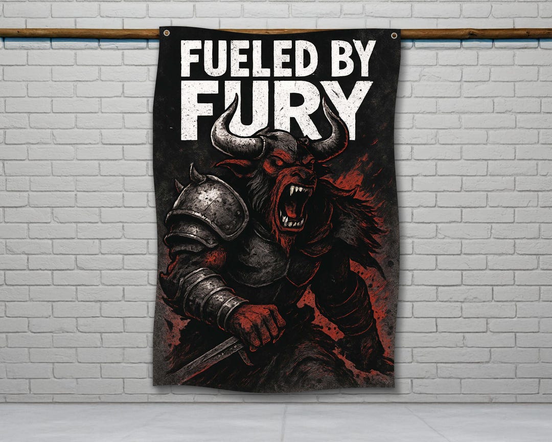 Fueled by Fury Gym Flag, Motivational Home Gym Decor, Weightlifting Gym ...