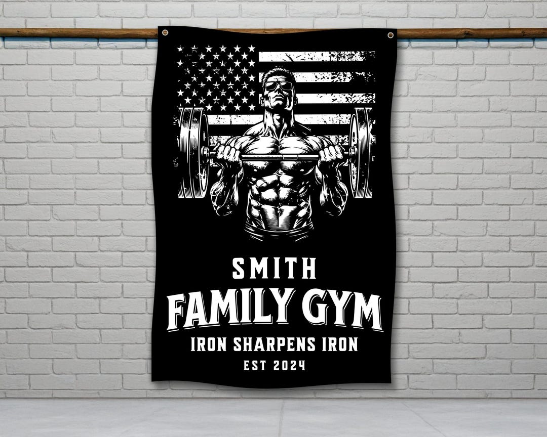 Custom Gym Flag, Personalized Weightlifting Flag, American Flag ...