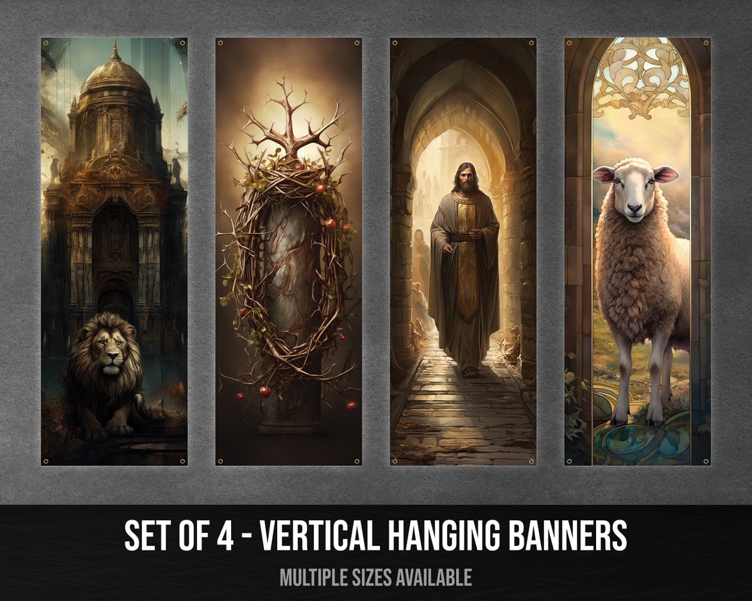 Church Banners Set of 4 Christian Catholic Spiritual Decor Jesus Church ...