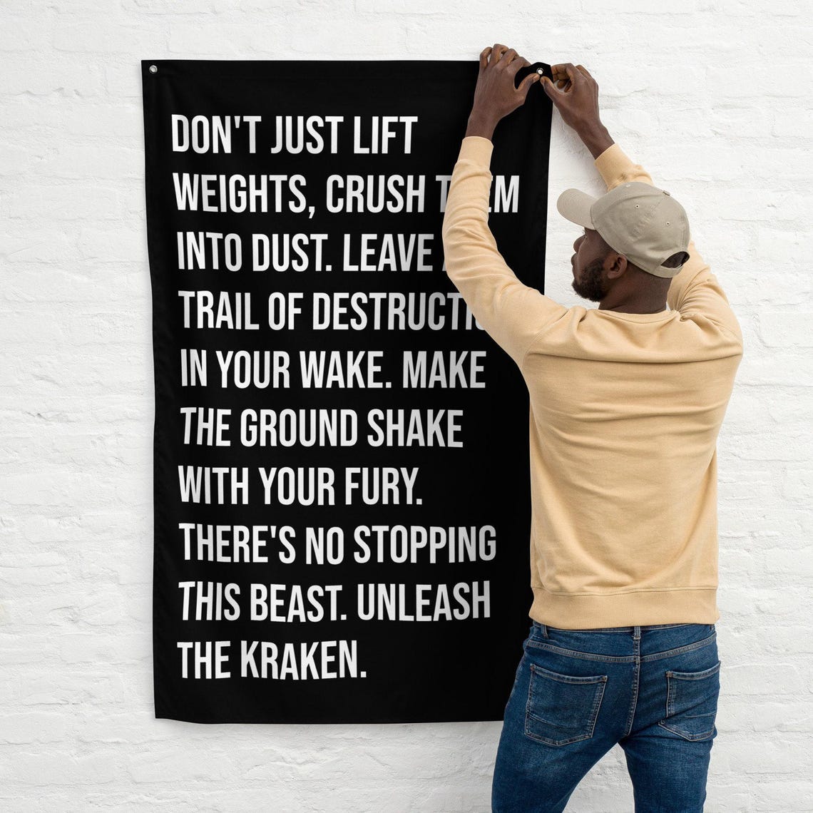 Custom Gym Flag Motivational Quote Banner for Home Gym Decor ...