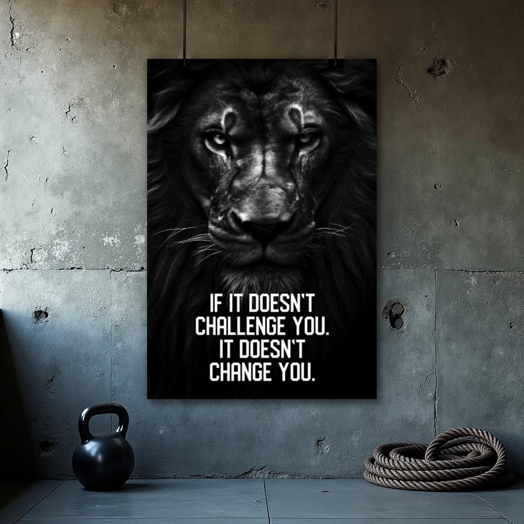 Lion Motivational Poster, Gym Poster, Inspirational Quote Poster ...