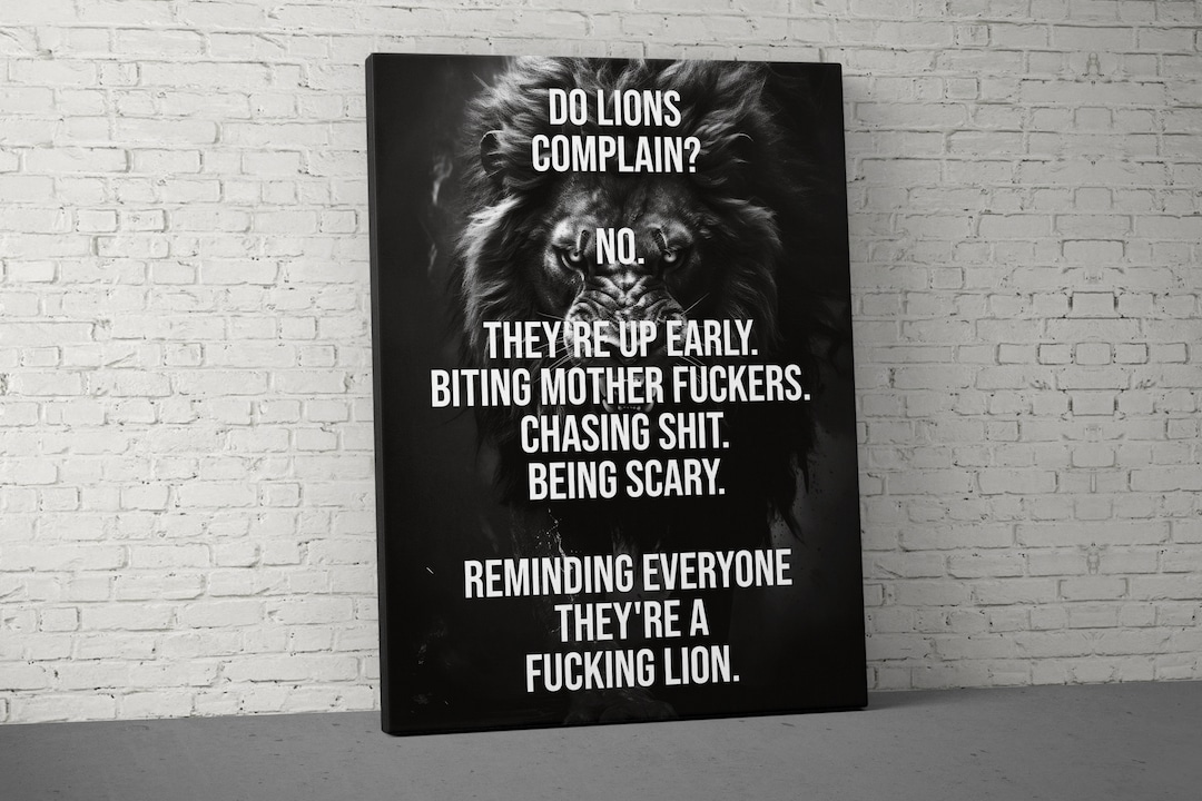 Do Lions Complain Canvas - Home Gym Decor - Large Quote Wall Art ...