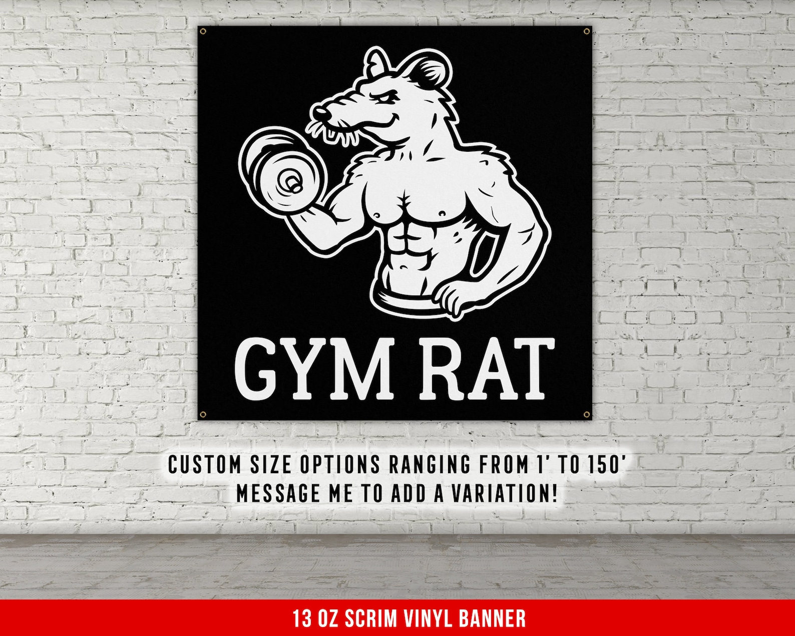 Gym Rat Banner Home Gym Decor Large Wall Art Fitness - Etsy