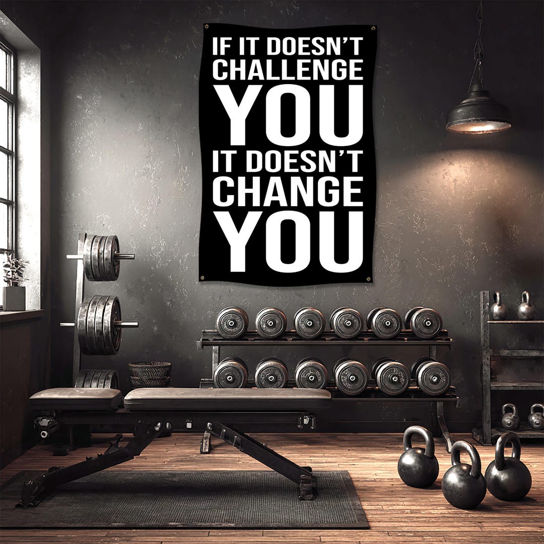 Motivational Quote Flag, Gym Flag, Weightlifting, Home Gym Decor ...