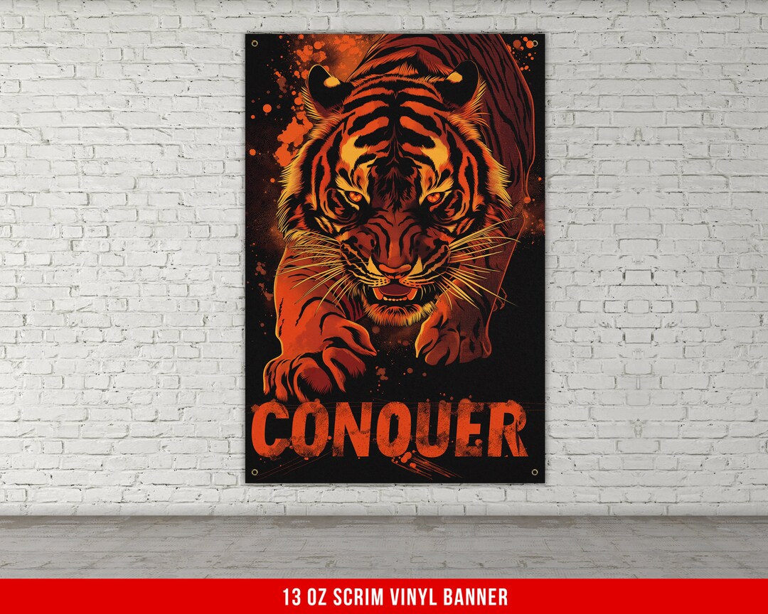 Conquer Banner - Workout Motivation - Large Quote Wall Art - Home Gym ...
