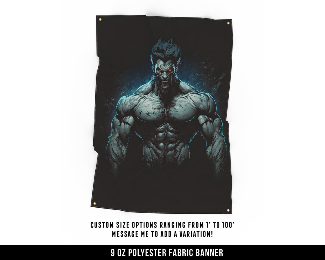 Werewolf Muscles Cloth Banner Home Gym Decor Large Wall Art Quote ...