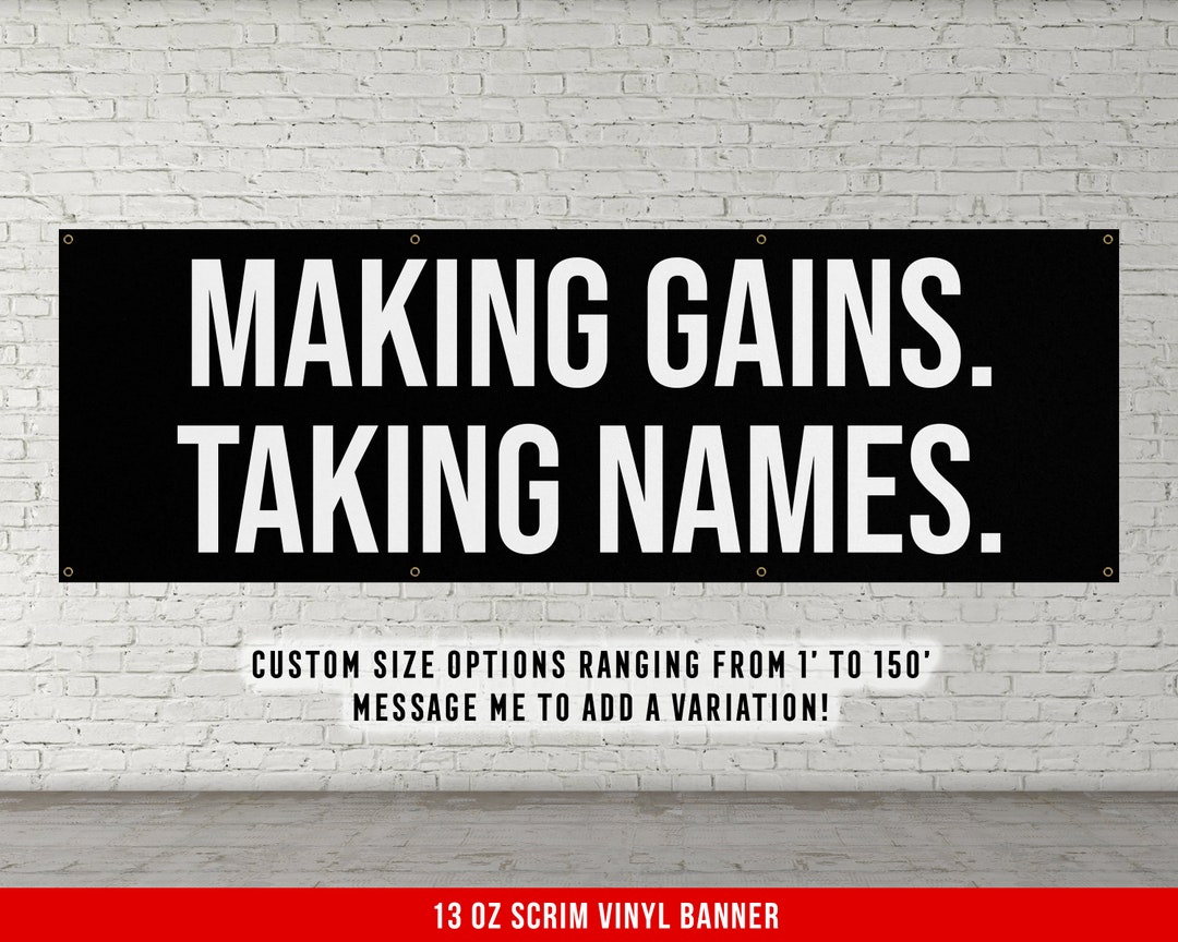 Making Gains Banner Motivational Home Gym Decor Large Quote Wall Art ...