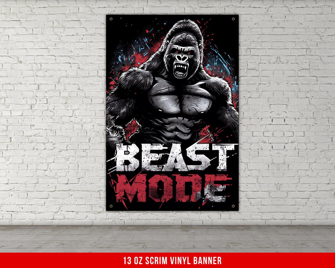 Beast Mode Banner for Home Gym Decor Weightlifting Motivational Quote ...