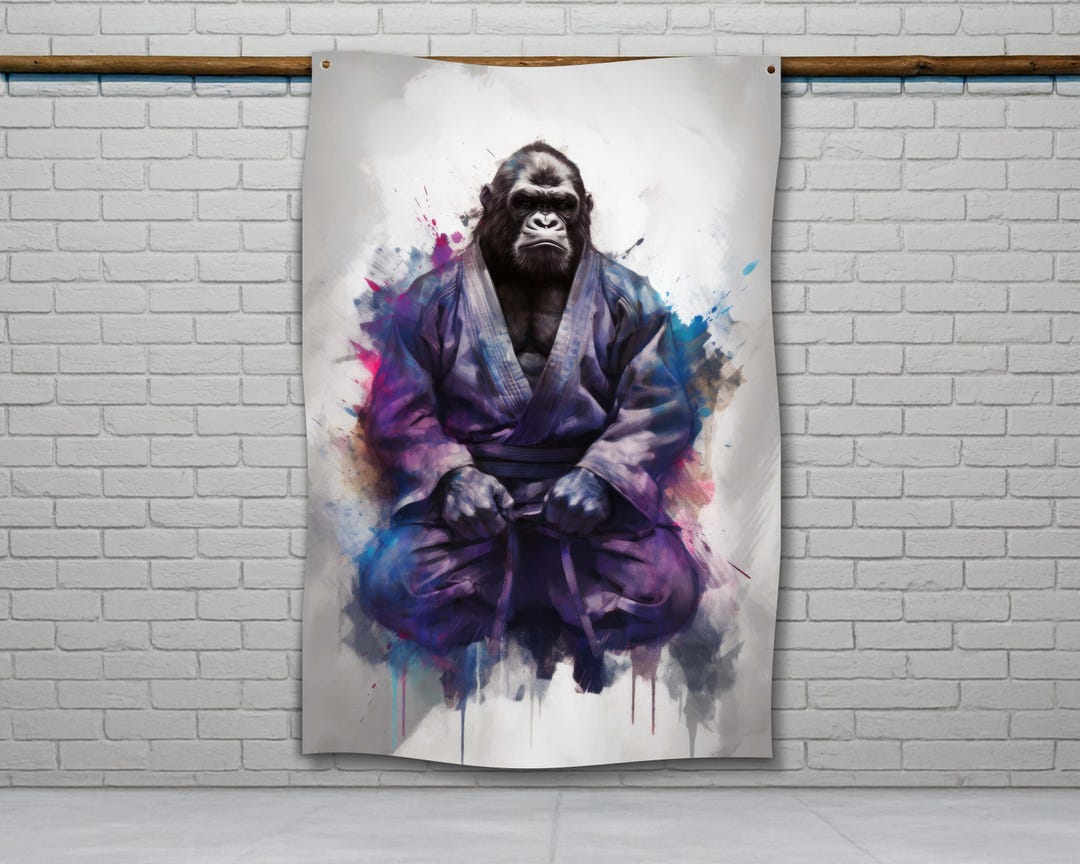 Jiu Jitsu Gorilla Flag, Motivational Martial Arts Banner, Jiu Jitsu ...