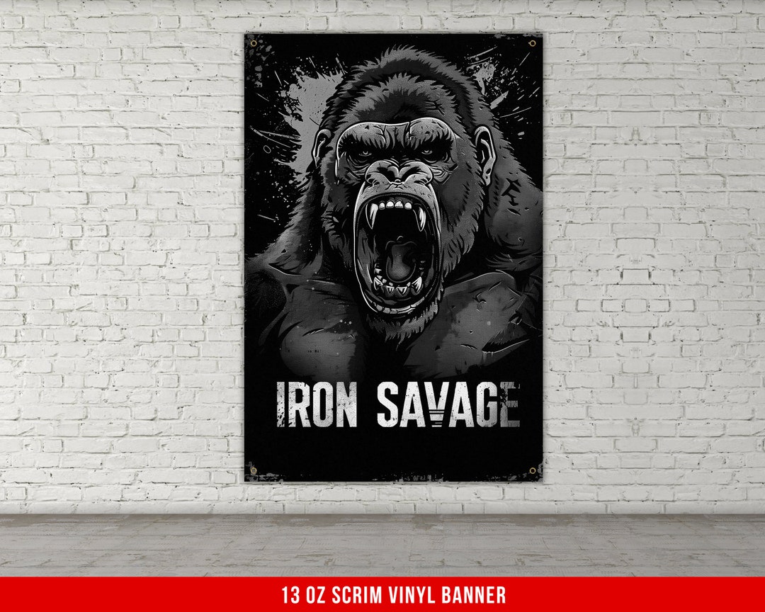 Iron Savage Banner - Workout Motivation - Large Quote Wall Art - Home ...