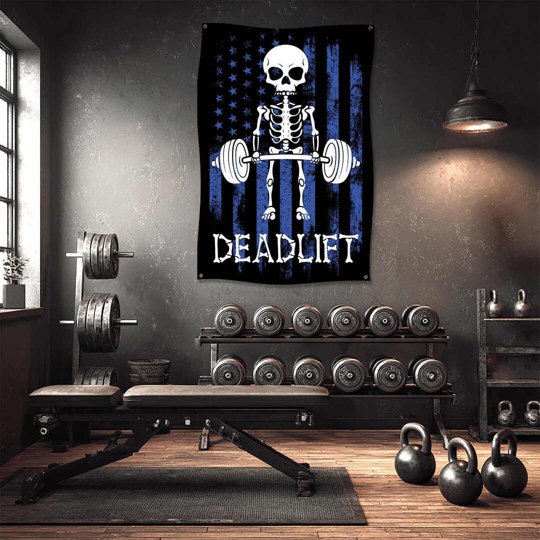 Deadlift Skeleton Flag: Motivational Gym Decor Tapestry - Etsy