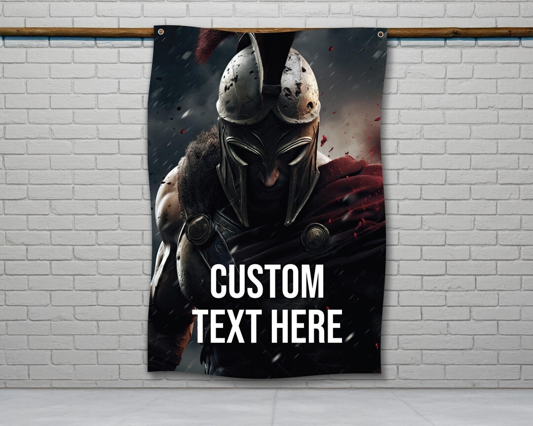 Personalized Spartan Flag, Custom Gym Flag Decor, Motivational Home Gym ...