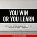 You Win or You Learn Banner Motivational Home Gym Decor - Etsy