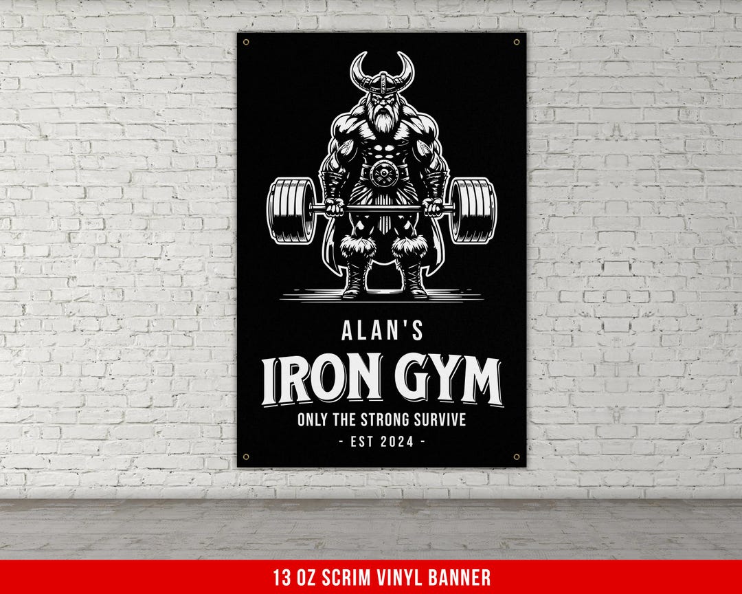 Family Gym Custom Text - Custom Gym Banner - Personalized Workout Decor ...