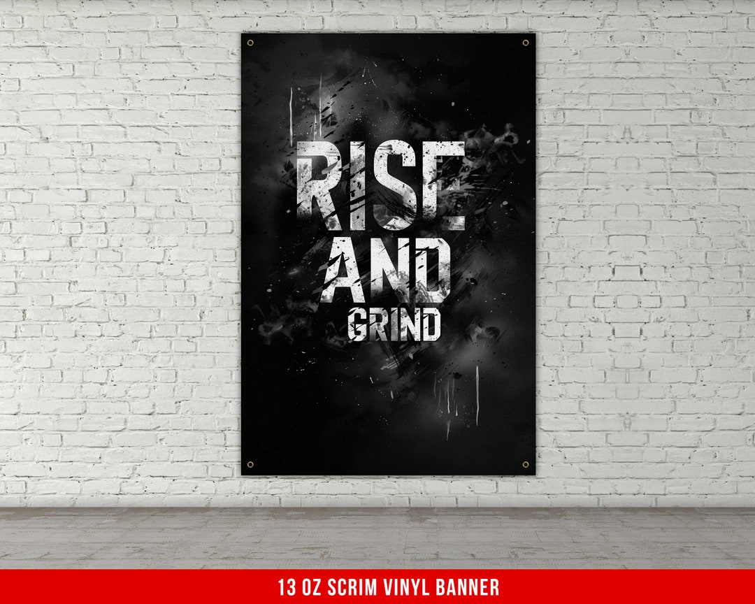 Rise and Grind Banner - Strength Training Decor - Large Motivational ...