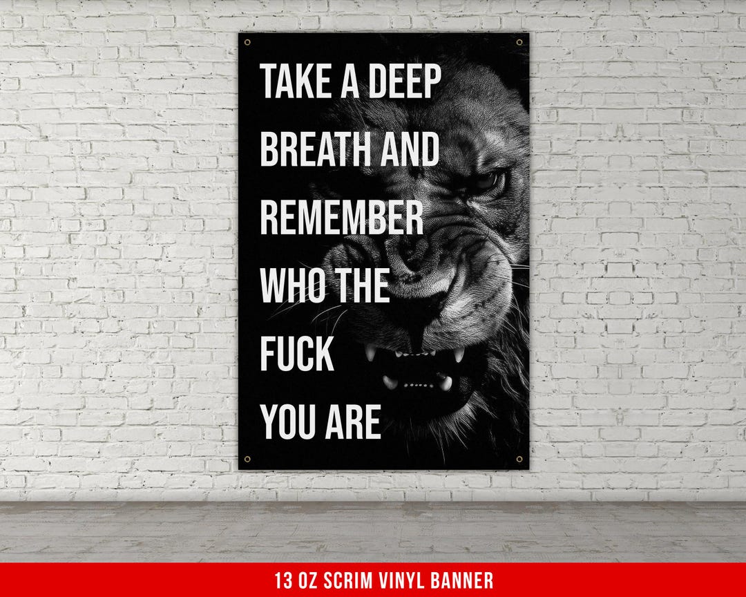 Motivational Quote Banner, Lion Fitness Banner, Home Gym Decor ...