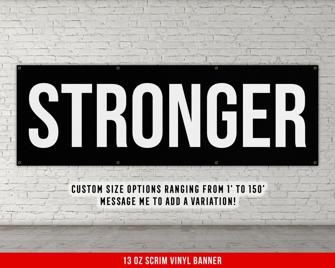 Stronger Banner - Home Gym Decor - Large Quote Wall Art - Fitness ...
