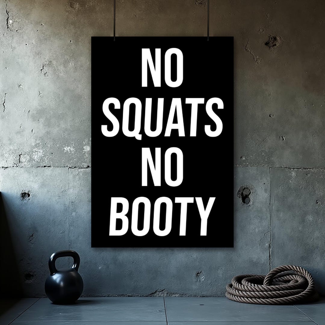 No Squats No Booty Poster Motivational Fitness Decor Weightlifting Wall ...