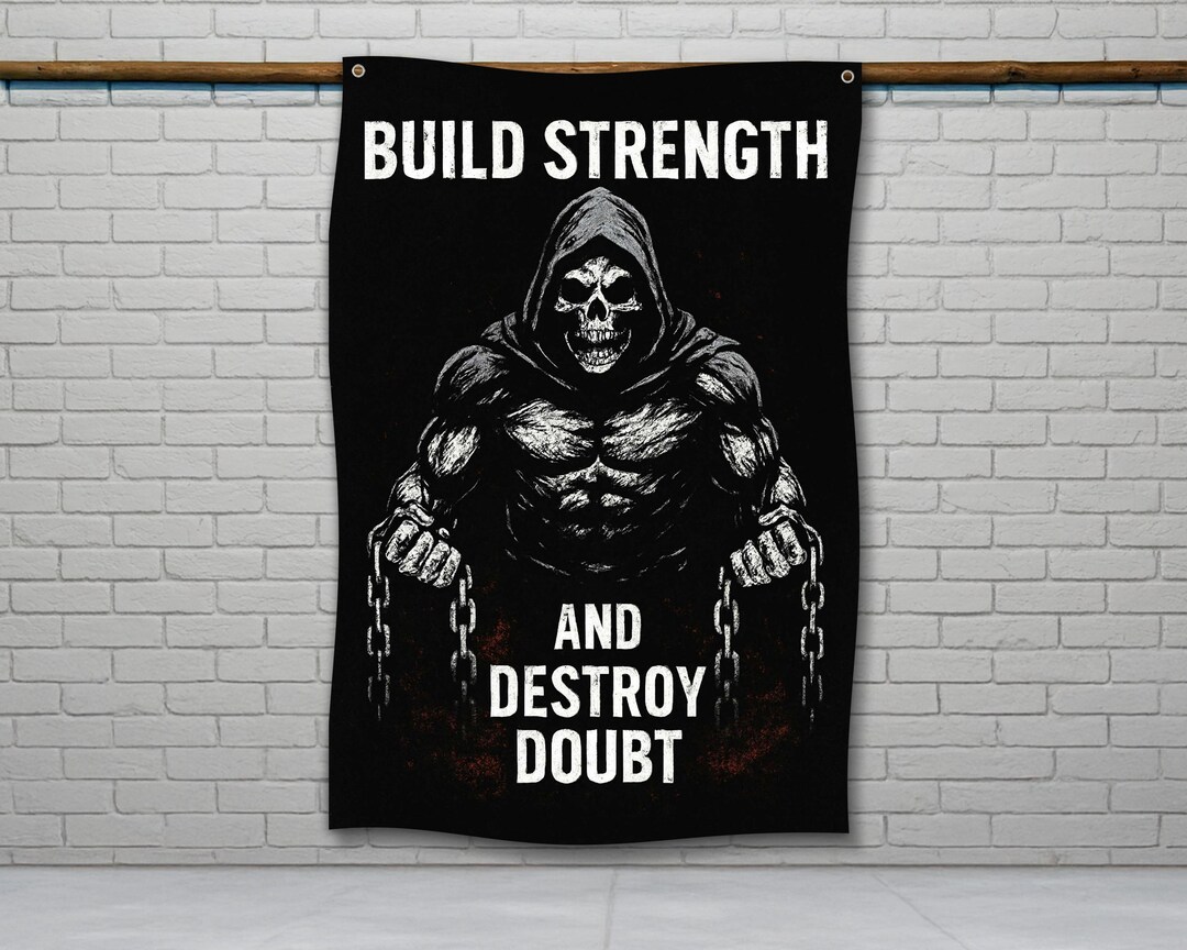 Gym Flag, Build Strength Flag, Motivational Gym Decor, Home Gym, Garage ...