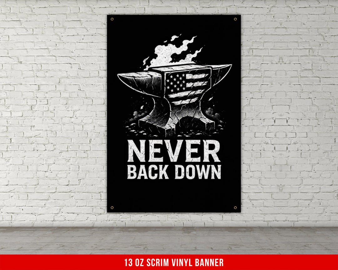 Never Back Down Banner, Gym Decor Banner, Motivational Banner ...