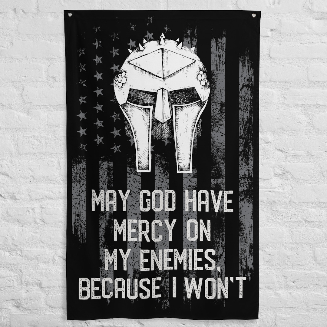 May God Have Mercy - Gray - Home Gym Flag - Gym Wall Art - Home Gym ...