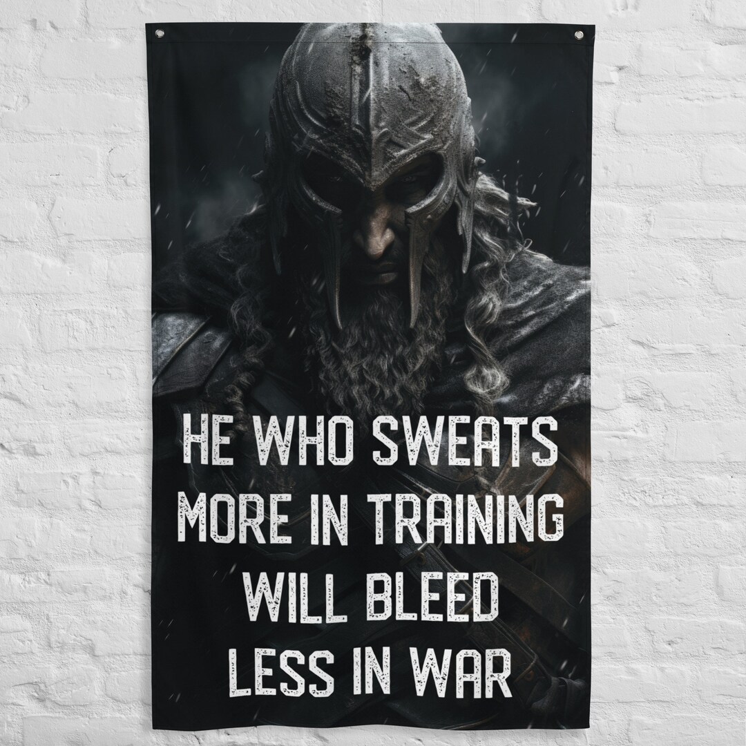 He Who Sweats - Viking - Custom Home Gym Flag - Workout Motivation ...