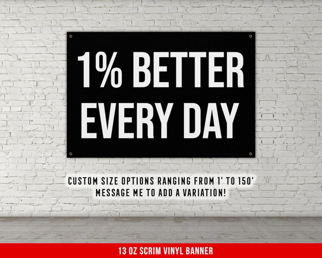 Motivational Quote Banner Wall Art 1 Percent Better Every Day Custom ...